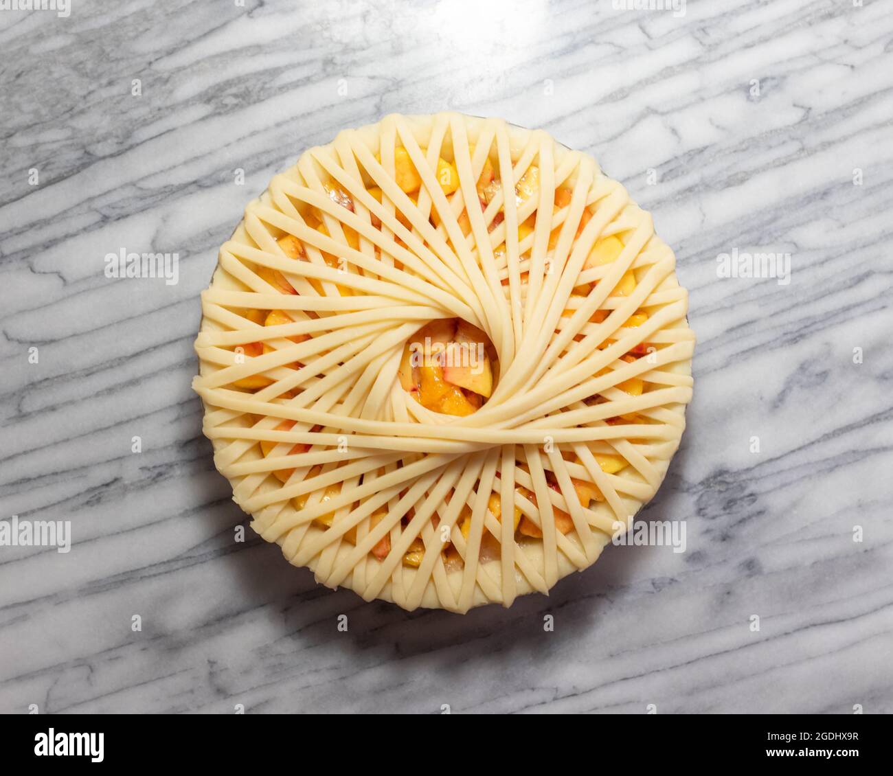 peach pie with spiral lattice Stock Photo - Alamy