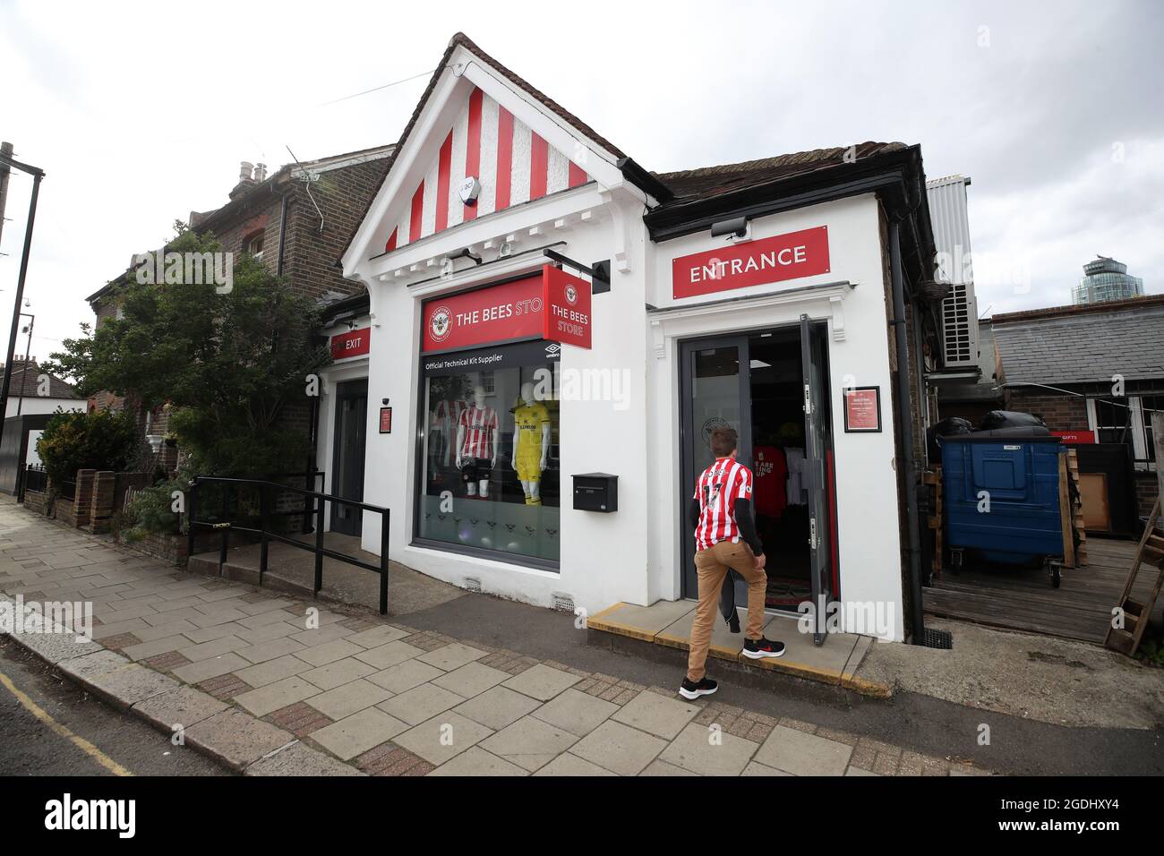 A fan visits the Bees Store before the Premier League match at the ...