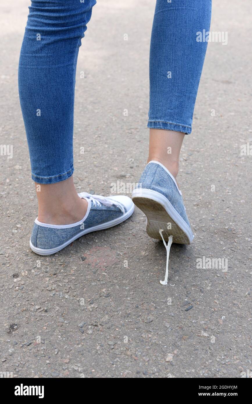 Chewing gum and foot hi-res stock photography and images - Alamy
