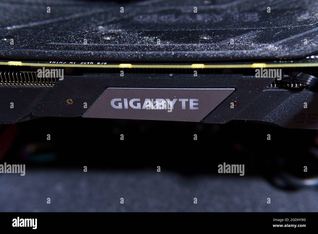 Tyumen, Russia-april 26, 2021: Gigabyte Technology logo close up is a ...