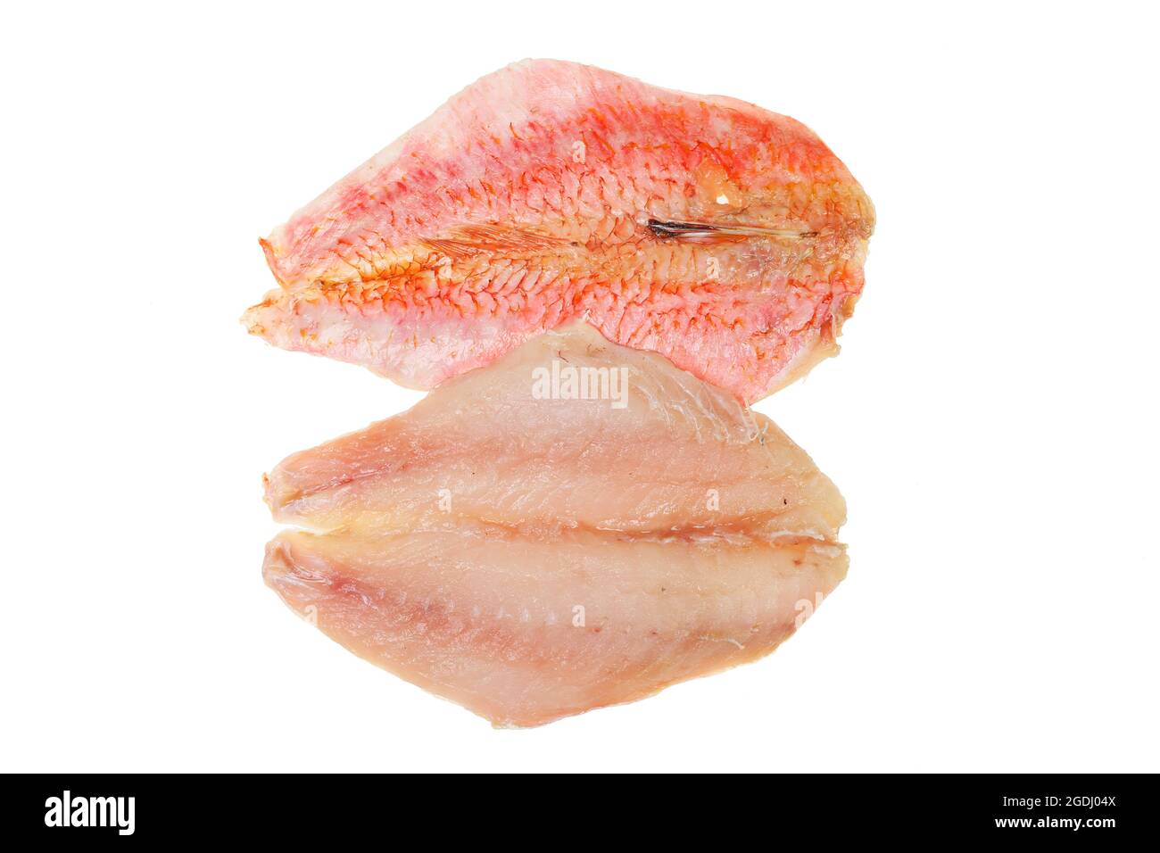 Butterflied red mullet fillets isolated against white Stock Photo - Alamy