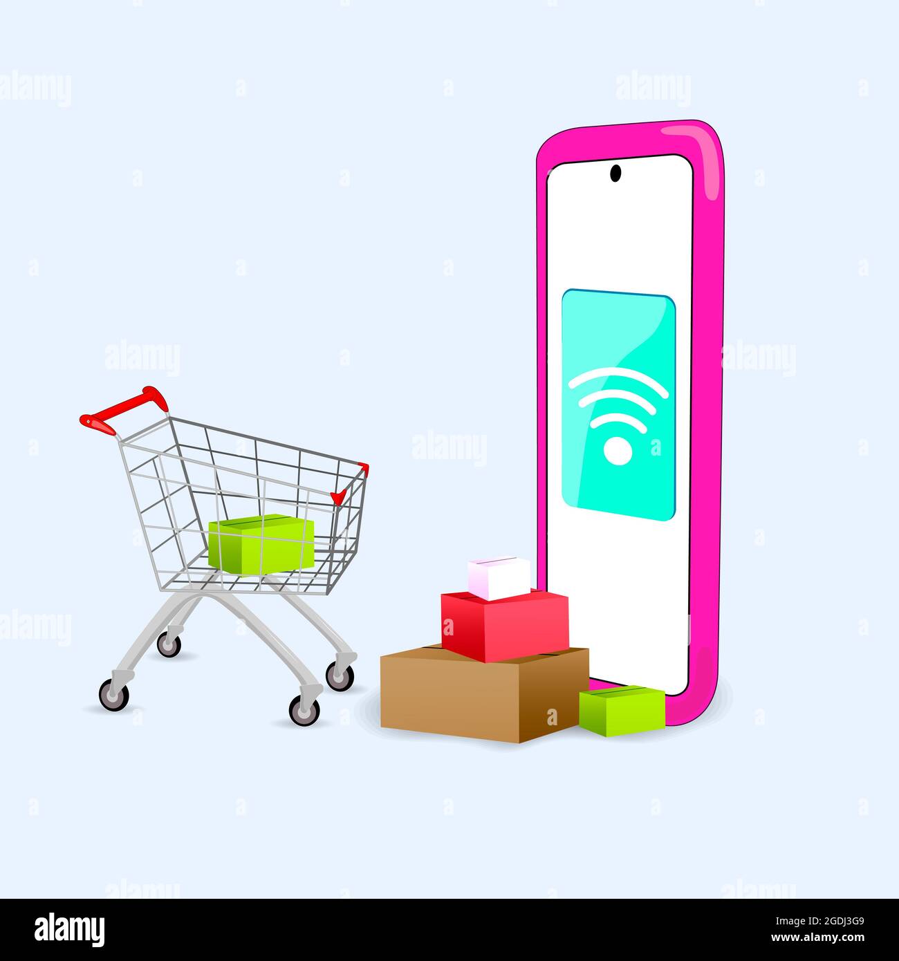 E-commerce shopping cart concepts, mobile gadgets, such as tablets and ...