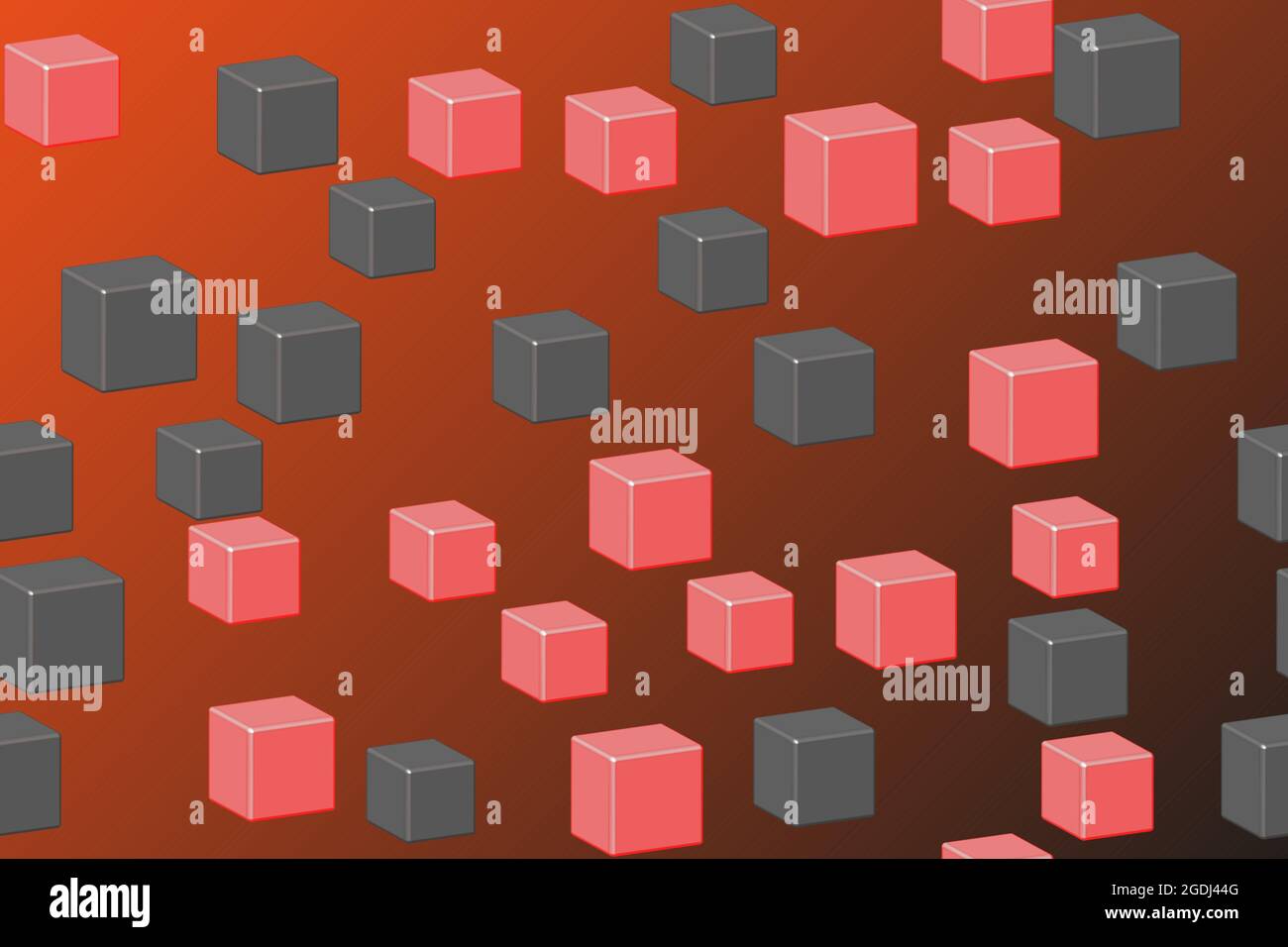 Black Red Cubes Seamless Pattern, 3D Illustration on Gradient ...