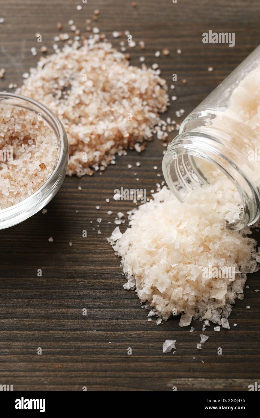 Different sea salt close up Stock Photo - Alamy