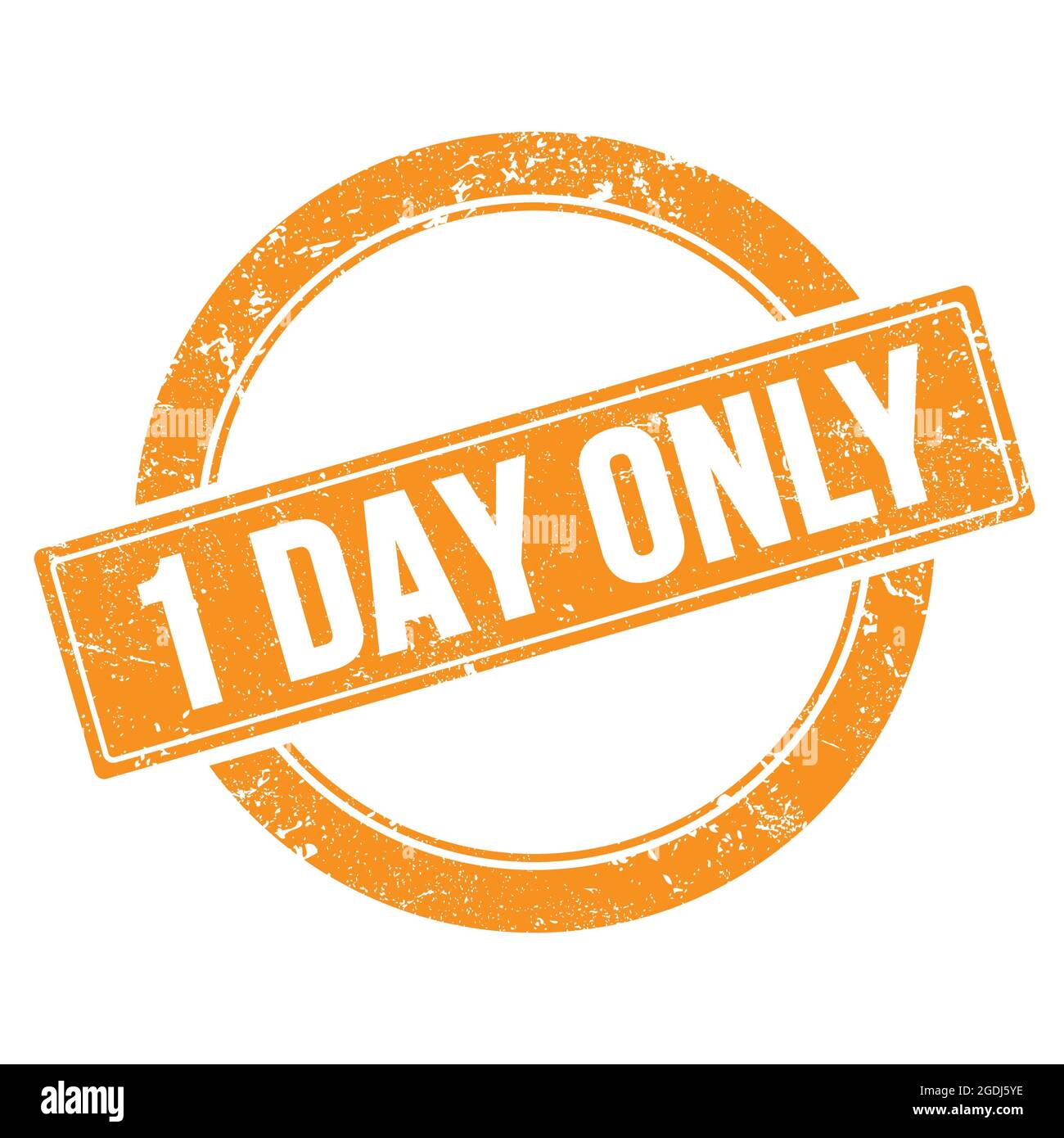 1 DAY ONLY text on orange grungy round vintage stamp Stock Photo - Alamy