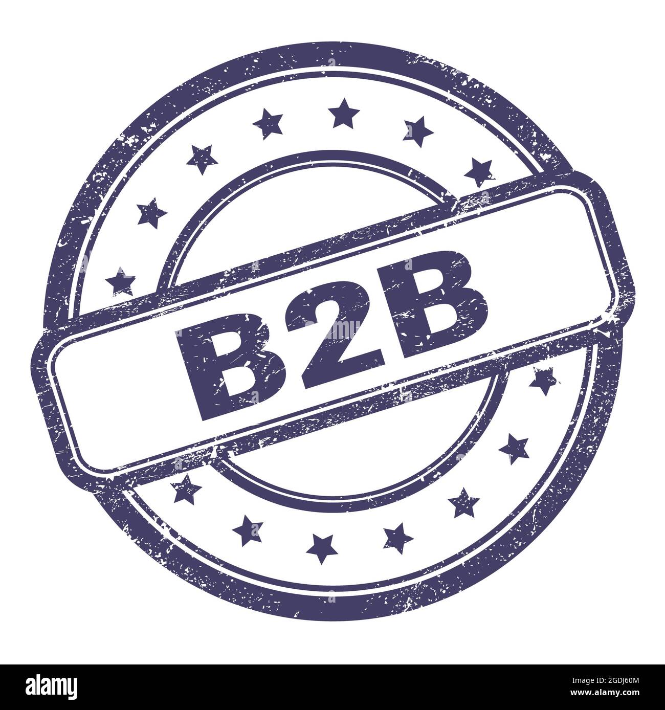 B2B text on indigo blue grungy vintage round rubber stamp Stock Photo ...