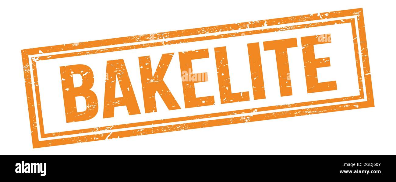 BAKELITE text on orange grungy vintage rectangle stamp Stock Photo - Alamy BAKELITE text on orange grungy vintage rectangle stamp Stock Photo - Alamy