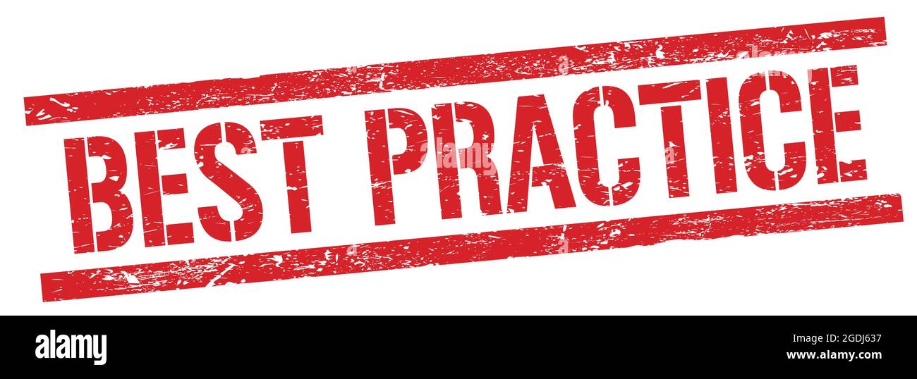 BEST PRACTICE text on red grungy rectangle stamp sign Stock Photo - Alamy
