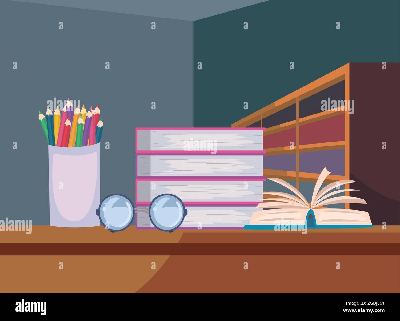 Shelving in library Stock Vector Images - Alamy