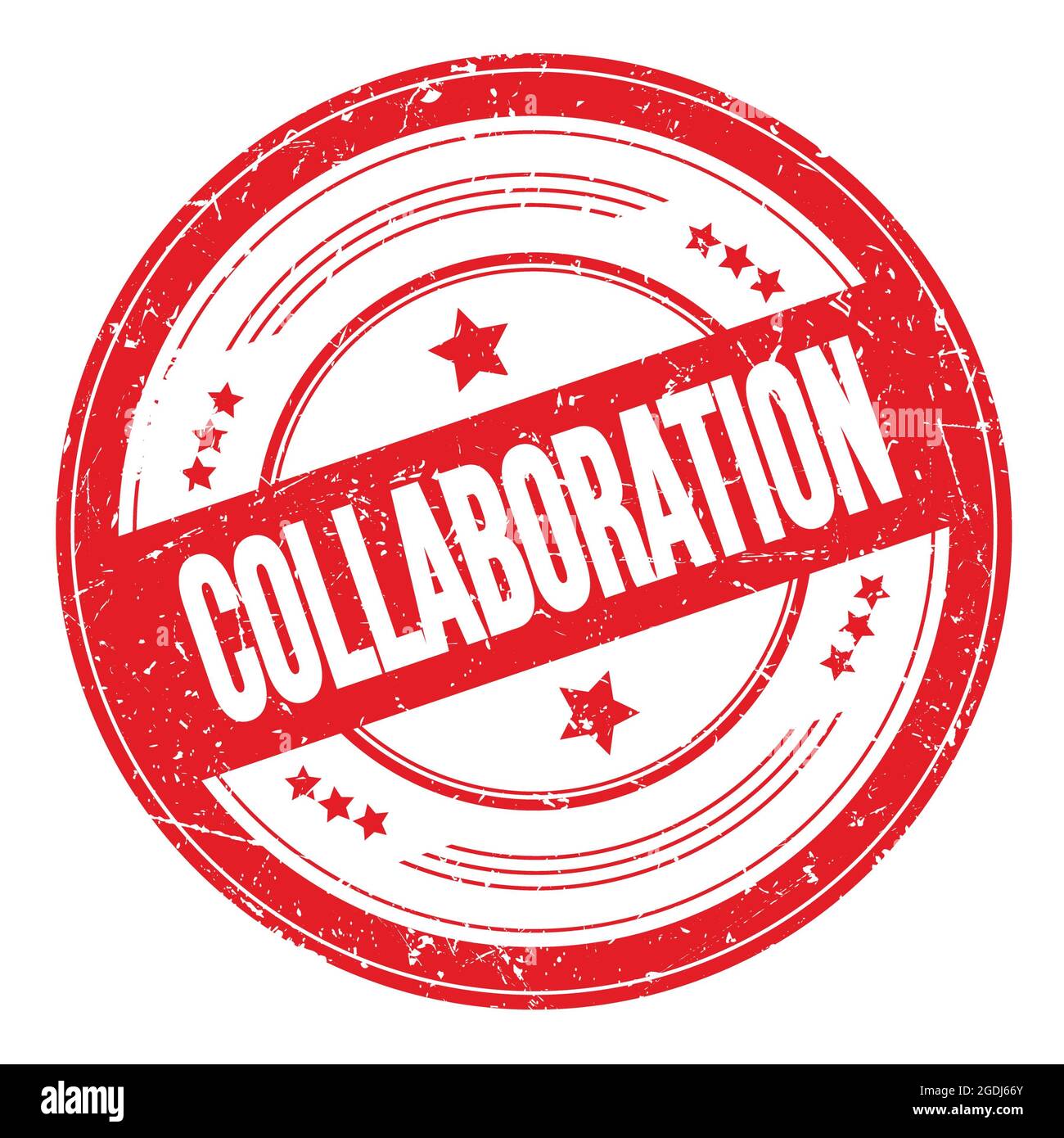 COLLABORATION text on red round grungy texture stamp Stock Photo - Alamy
