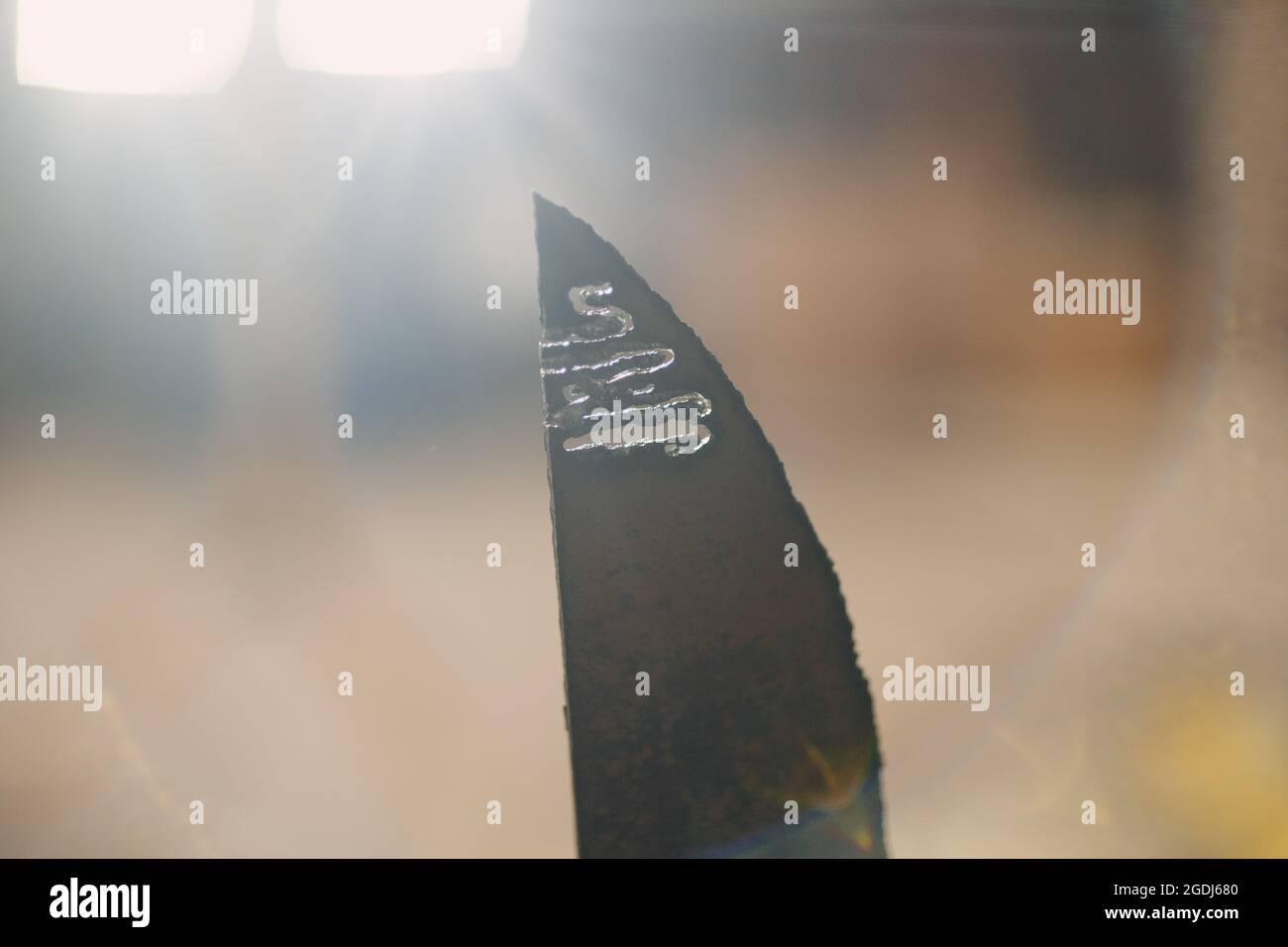 Trace of plasma cutter on metal construction Stock Photo - Alamy
