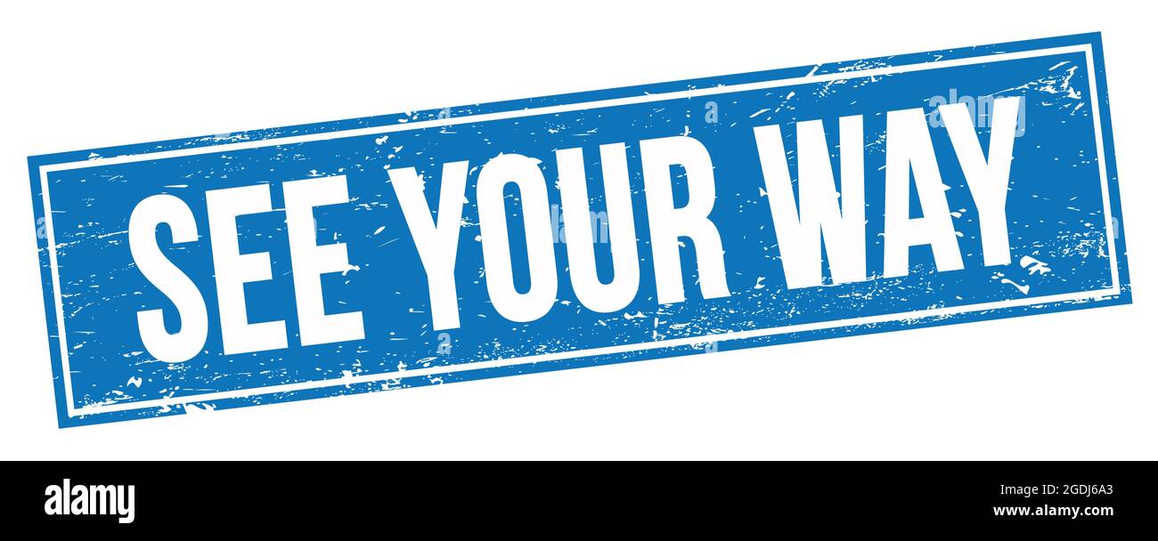 SEE YOUR WAY text on blue grungy rectangle stamp sign Stock Photo - Alamy
