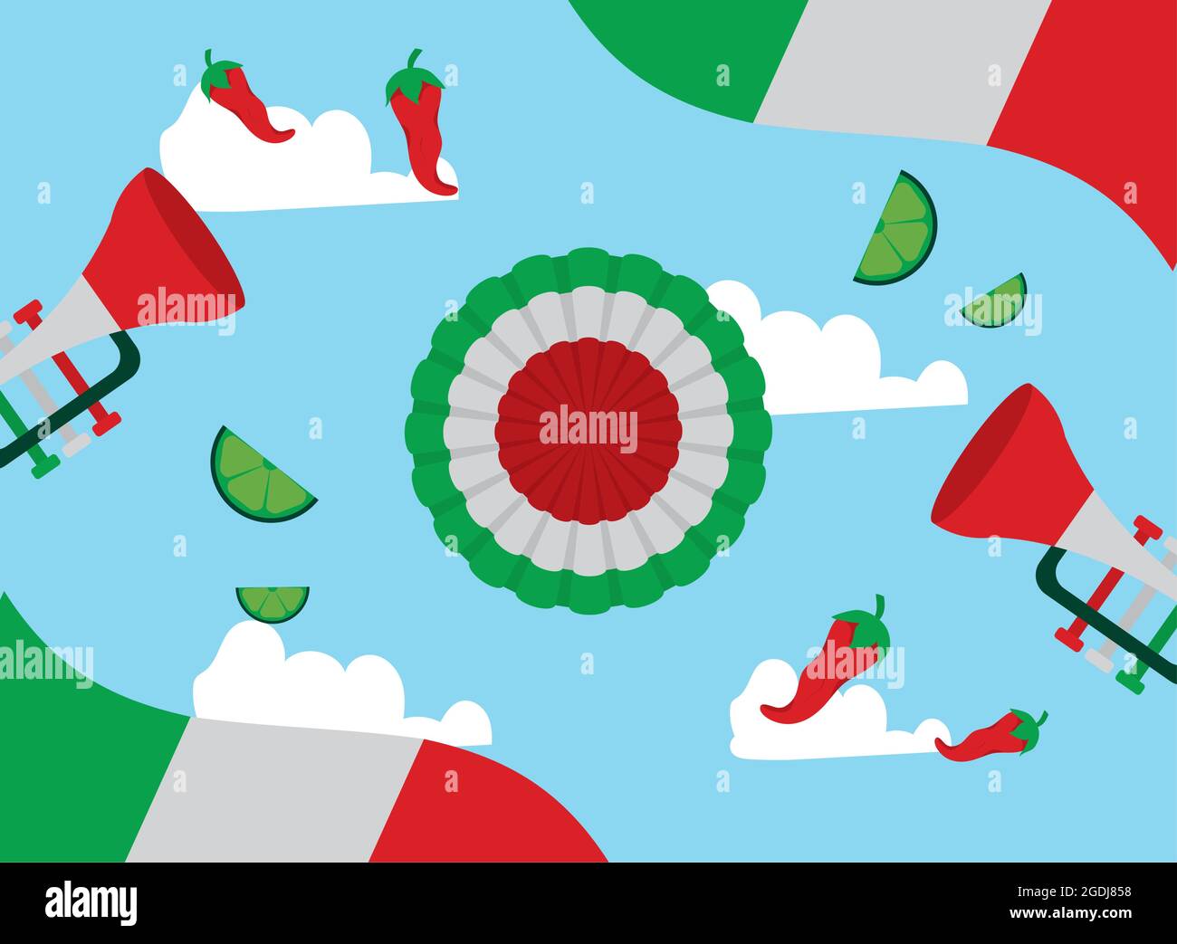 mexican flags and trumpet scene Stock Vector Image & Art - Alamy