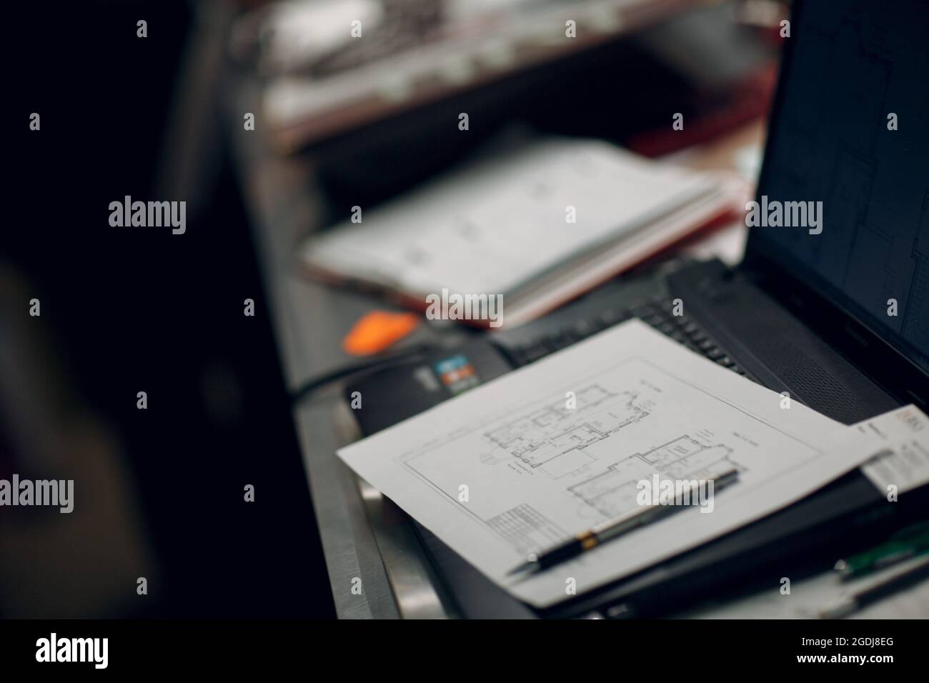 Interior design concept. Designer laptop and office Stock Photo - Alamy