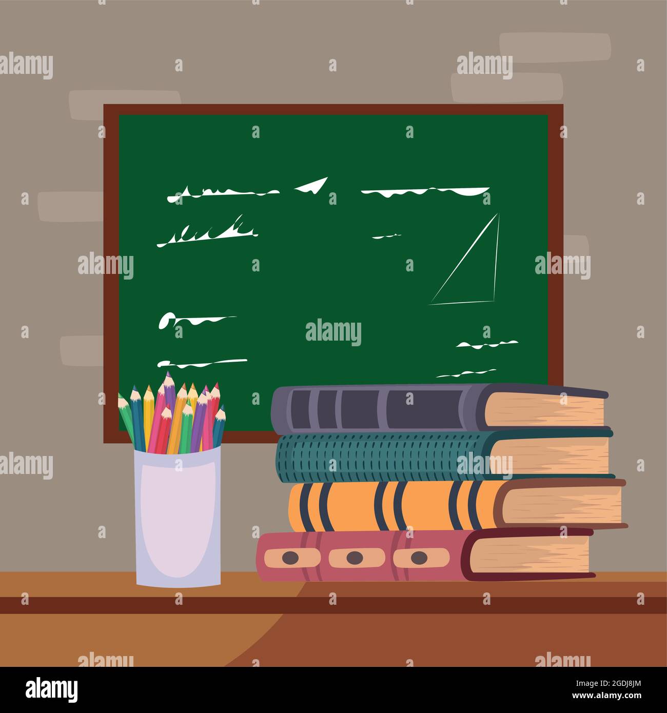 books and pencils in classroom Stock Vector Image & Art - Alamy