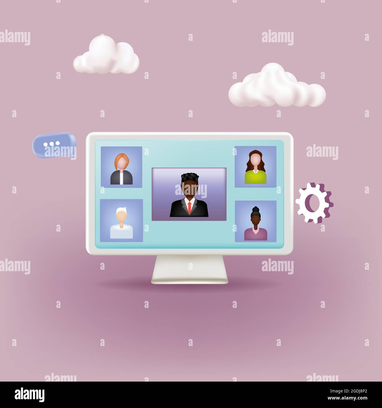 Video conference, online meeting, group video call Stock Vector Image ...