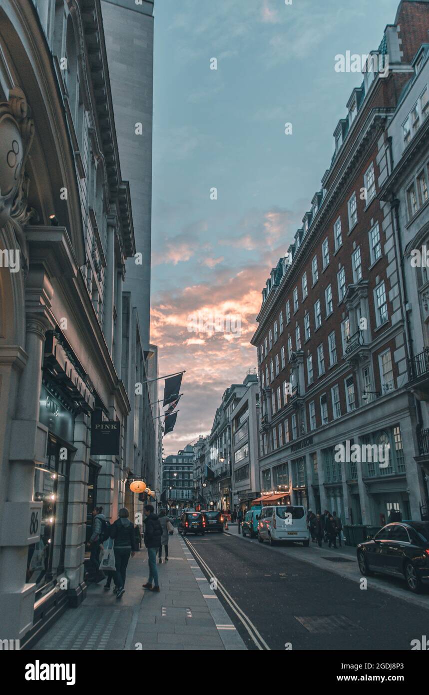 View of London street during sunset Stock Photo - Alamy