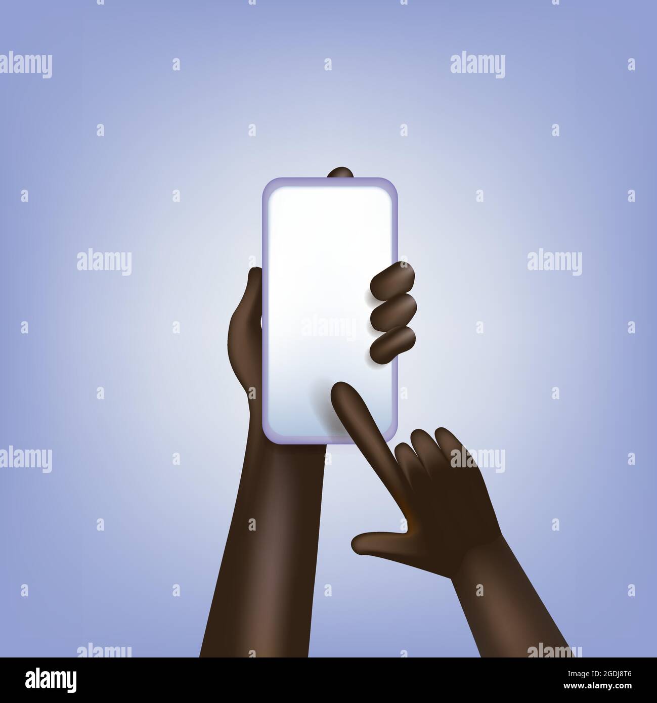 African american black skin female hand with smartphone Stock Vector ...