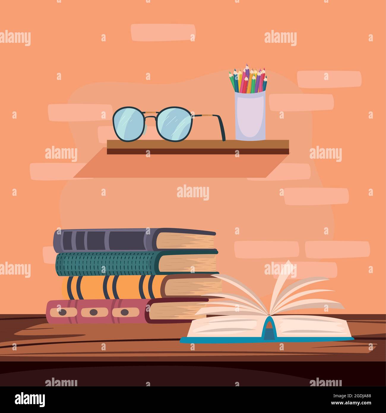 books in table literacy icons Stock Vector Image & Art - Alamy