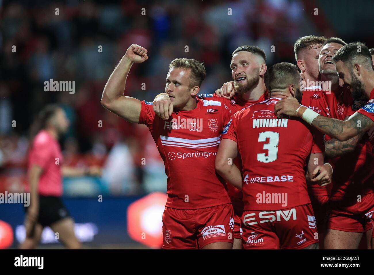 Jez Litten (14) of Hull KR celebrates his try Stock Photo - Alamy