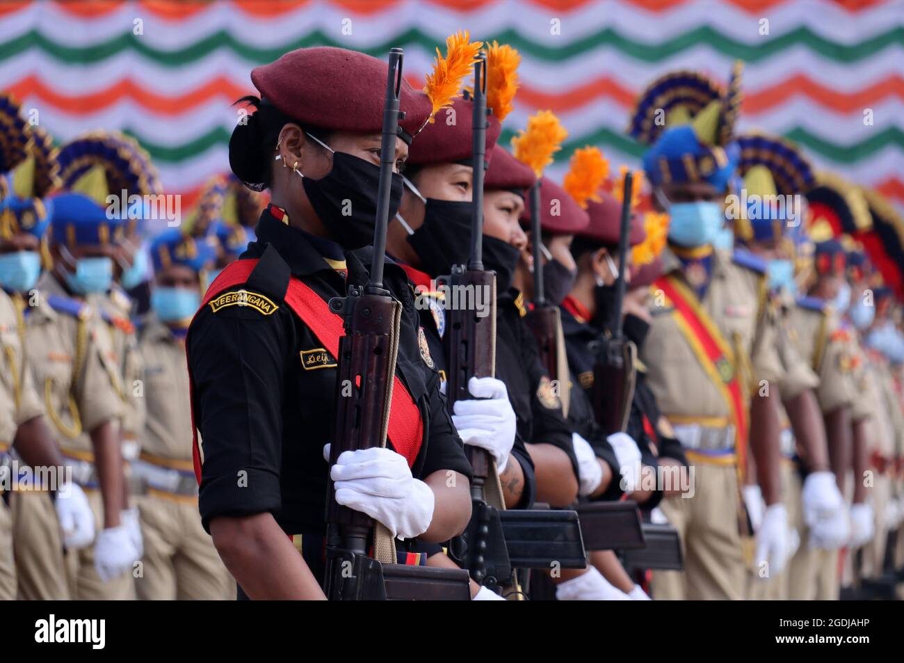 Guwahati, India. 13th Aug, 2021. Assam Police Veerangana takes part in ...
