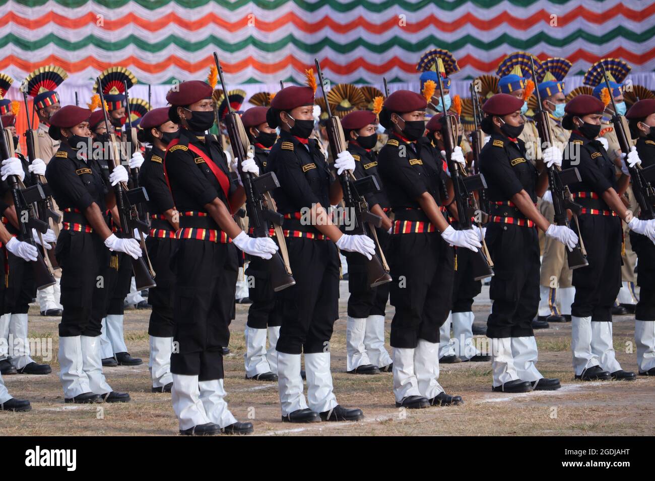 Guwahati, India. 13th Aug, 2021. Assam Police Veerangana takes part in ...
