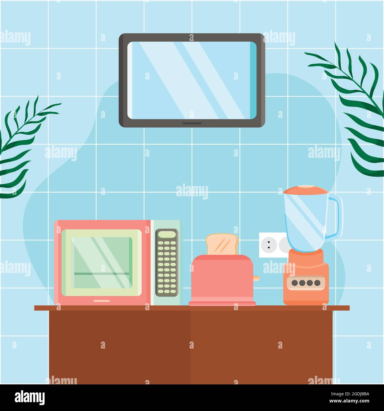 Electrical toaster in kitchen Stock Vector Images - Alamy