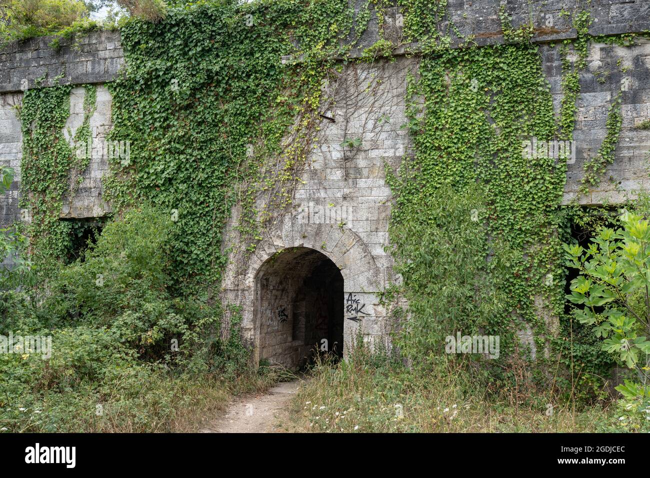 Entrance to Fort Ovine, an abandoned 19th century Austro-Hungarian ...
