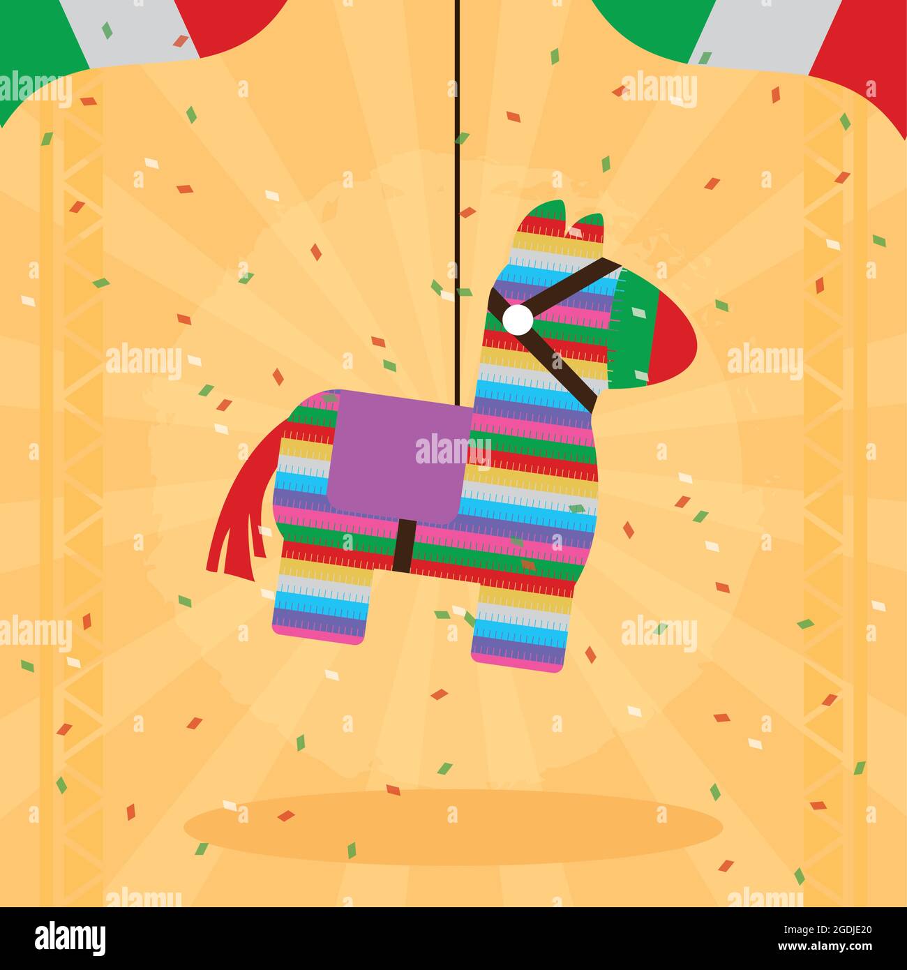 mexican pinata hanging and flags Stock Vector Image & Art - Alamy