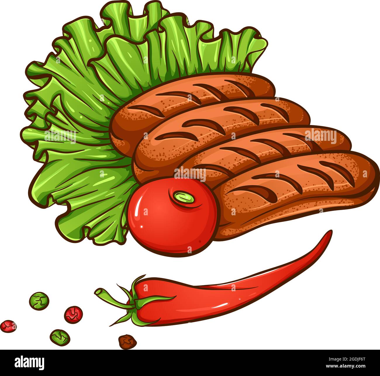 Color illustration sausages with vegetables Stock Vector Image & Art ...