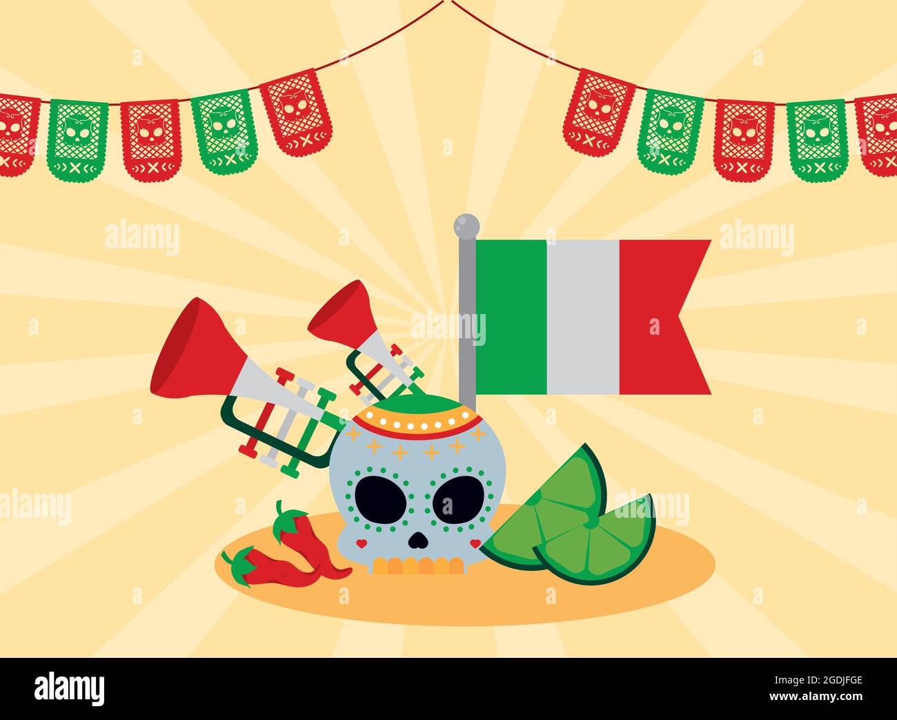 mexican party celebration traditional icons Stock Vector Image & Art ...