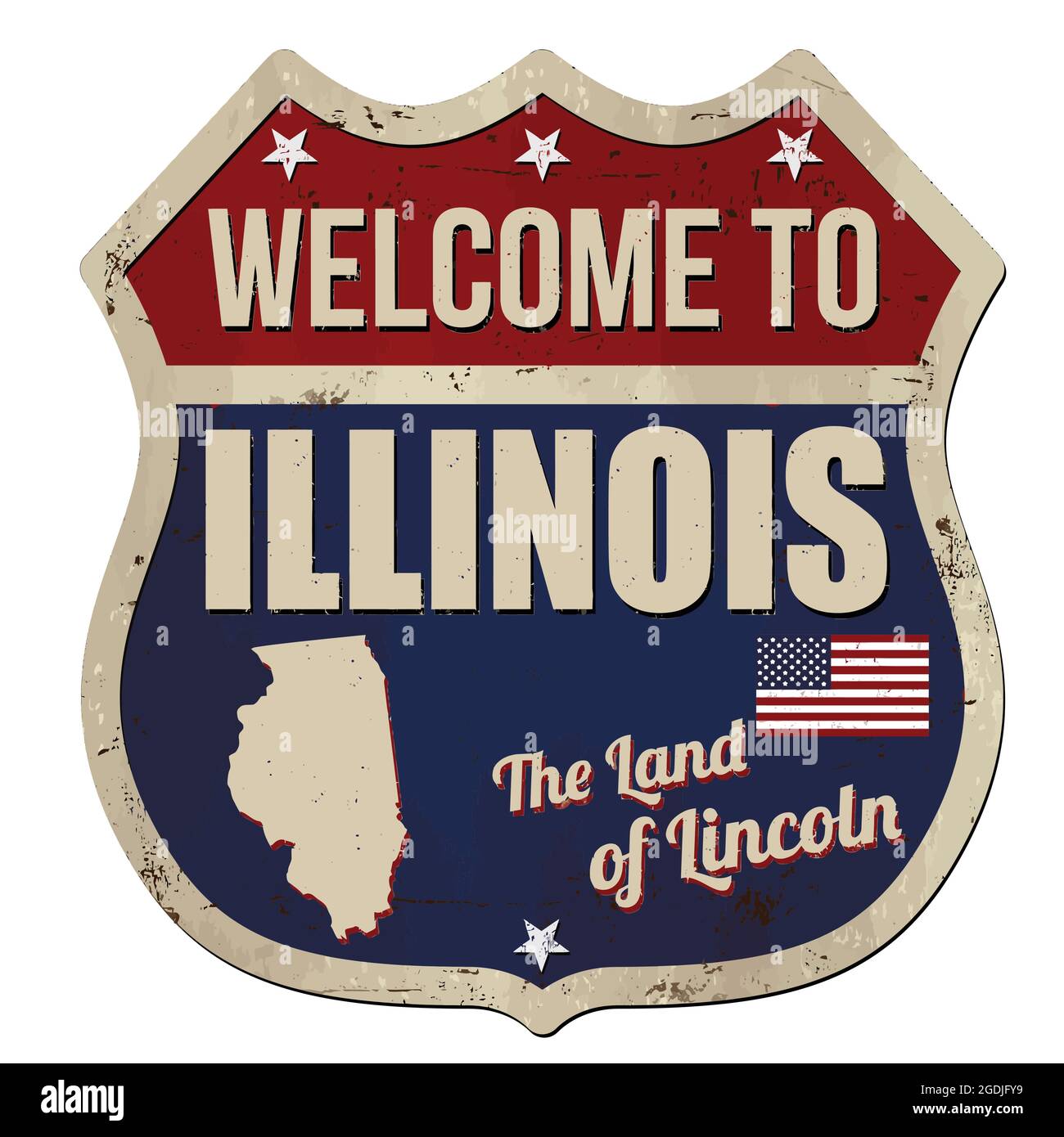 Welcome to Illinois vintage rusty metal sign on a white background ...