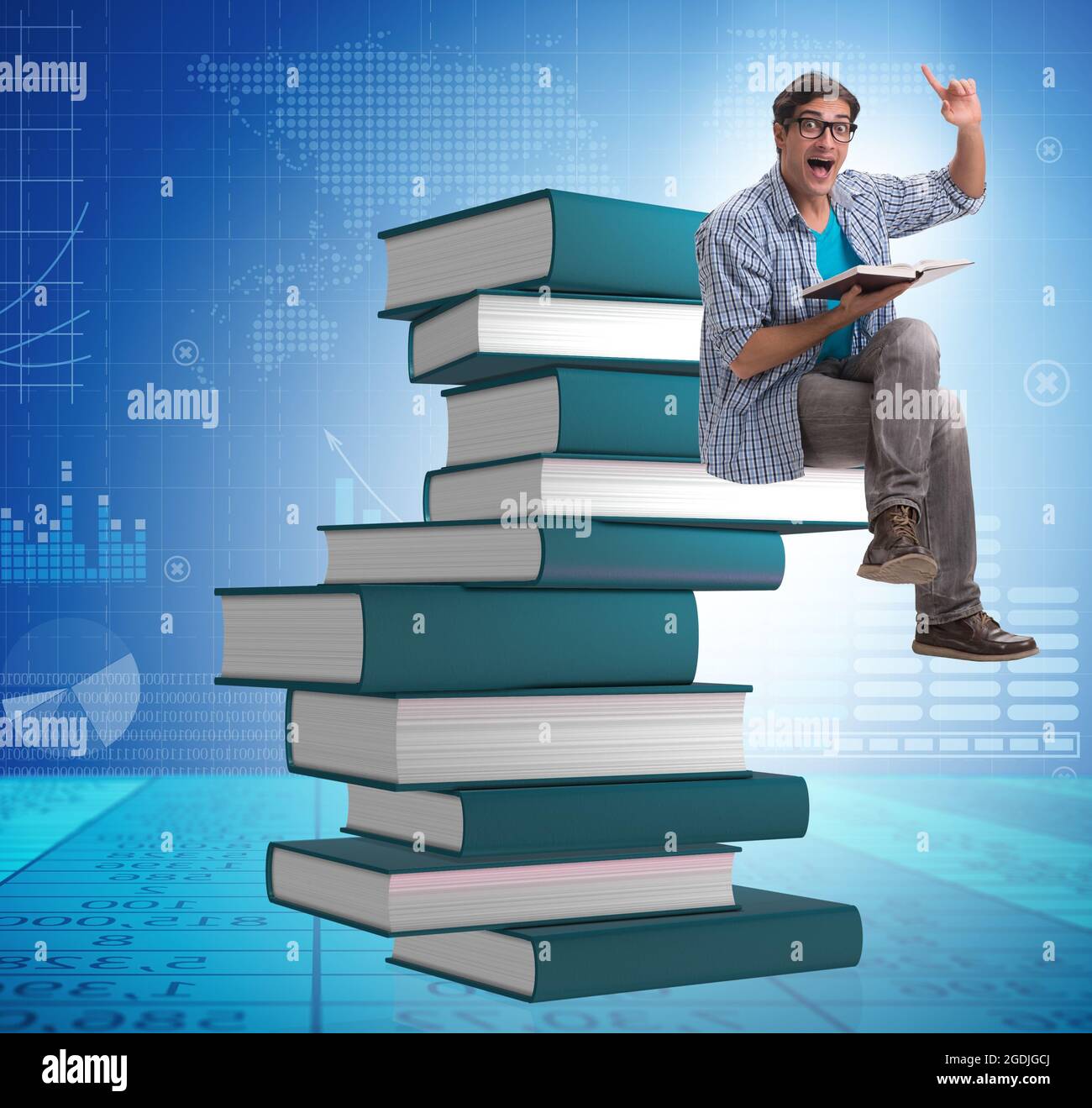 The young male student in education concept Stock Photo - Alamy