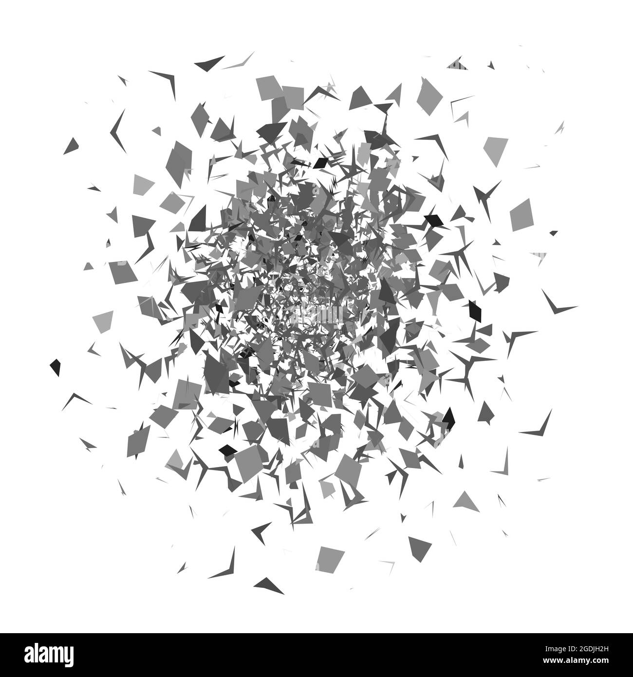 Explosion Cloud of Grey Pieces on White Background. Sharp Particles ...