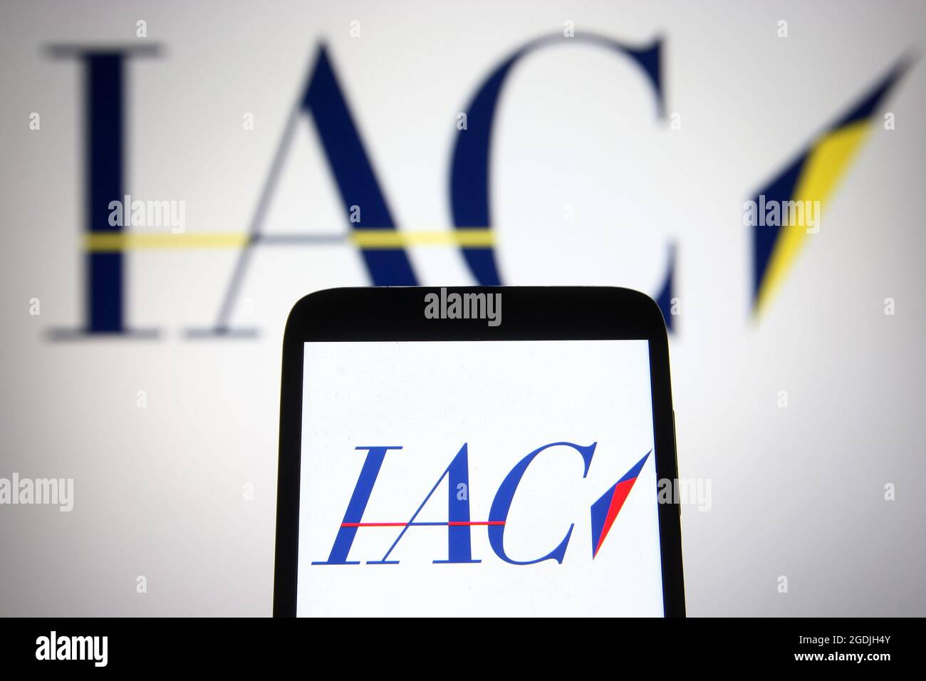 In this photo illustration an InterActiveCorp (IAC) logo is seen on a ...