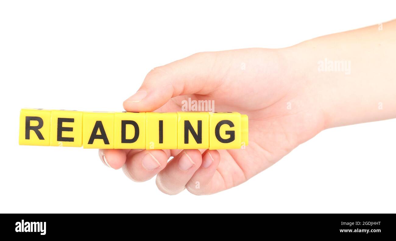 Word Reading formed from educational cubes isolated on white Stock ...
