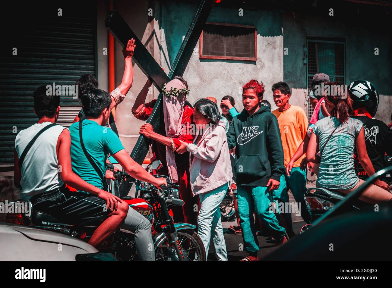 BATAAN, PHILIPPINES - Apr 07, 2017: A group of people on the street ...
