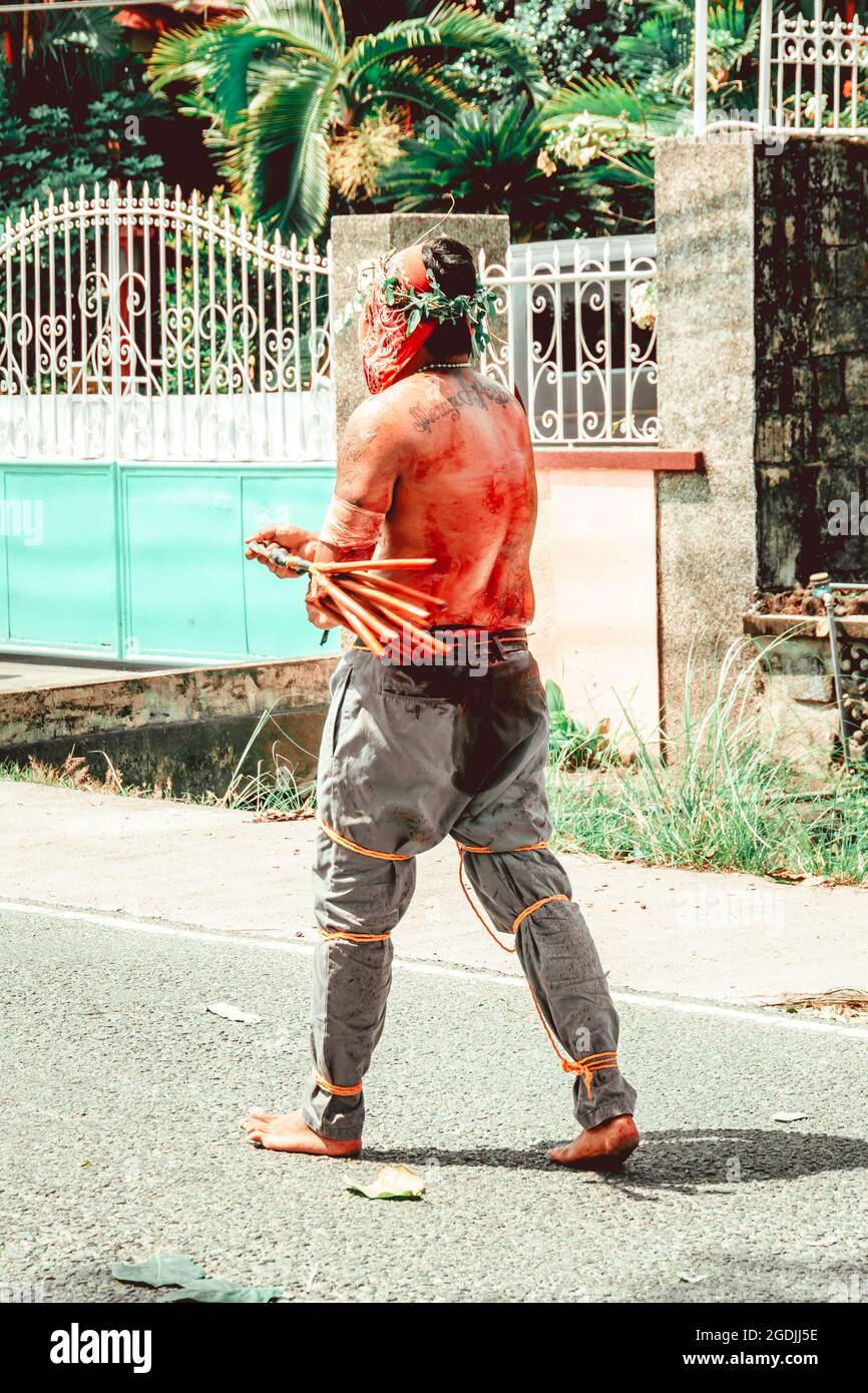 BATAA, PHILIPPINES - Mar 09, 2018: A vertical shot of a man practicing ...