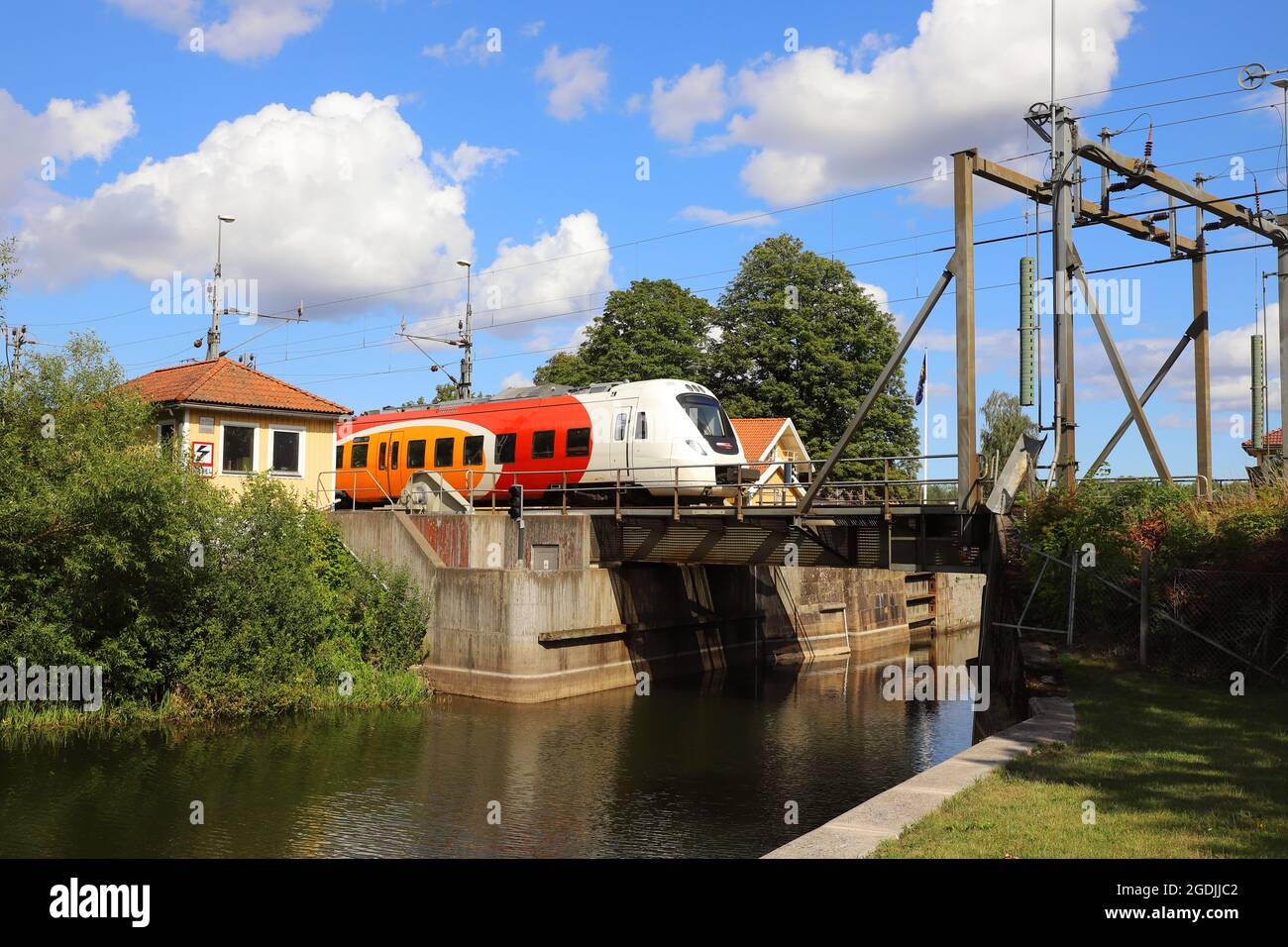 Norsholm, Sweden - August 5, 2021: A electric multiple unit set ...