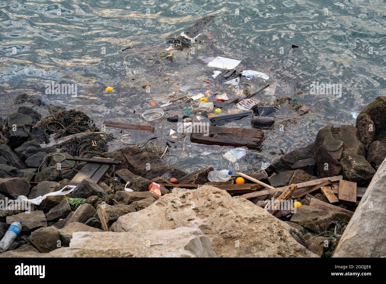 Ecological destruction at the beach, the nature pollution Stock Photo ...