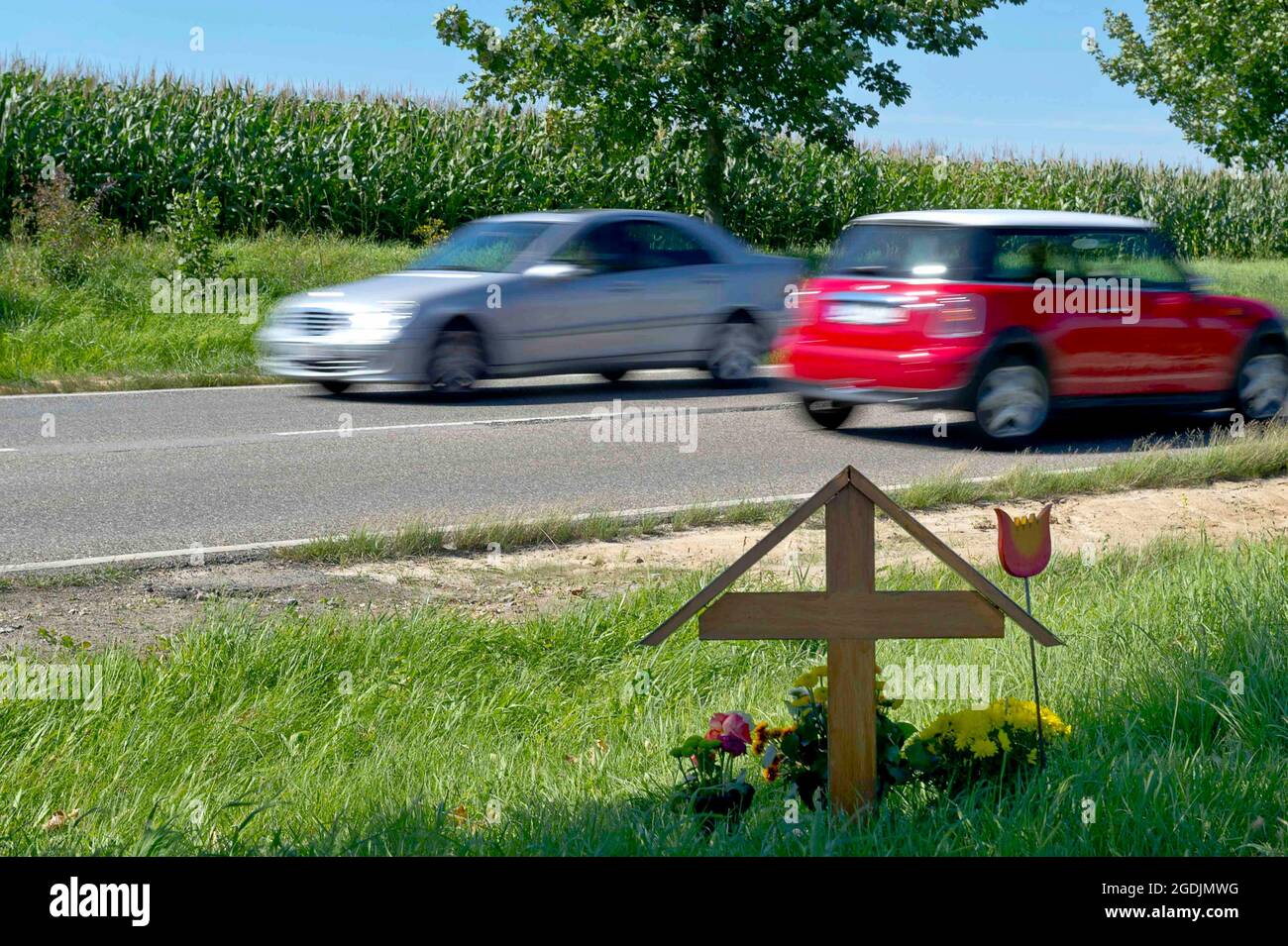 roadside memorial on the roadside, Germany Stock Photo - Alamy