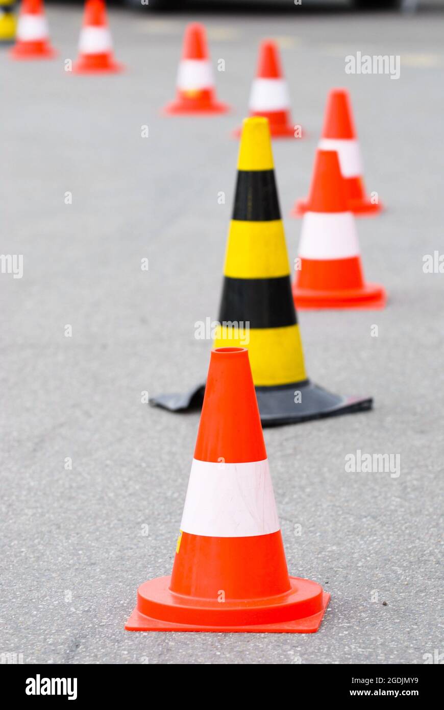 traffic cones in a curve, safe driving training, Germany Stock Photo ...