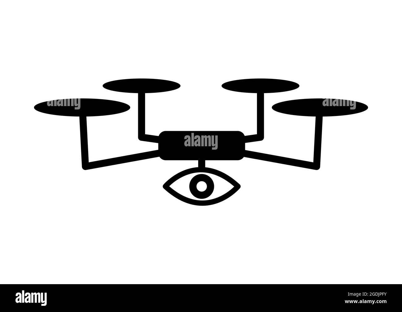 Drone sign. Aerial recording icon or symbol in vector. Simple and ...