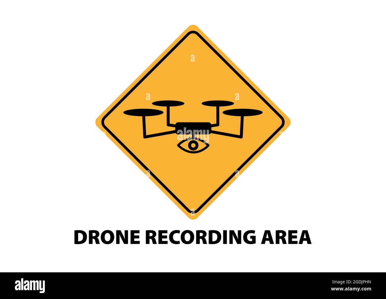 Drone zone traffic sign. Aerial recording area icon or symbol in vector ...