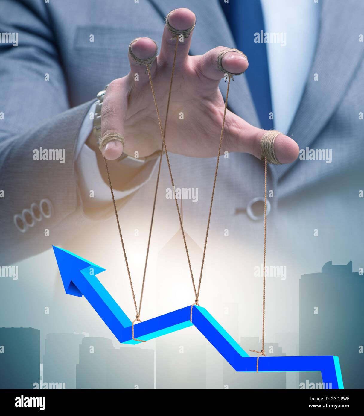 The hand supporting the growth chart line Stock Photo - Alamy