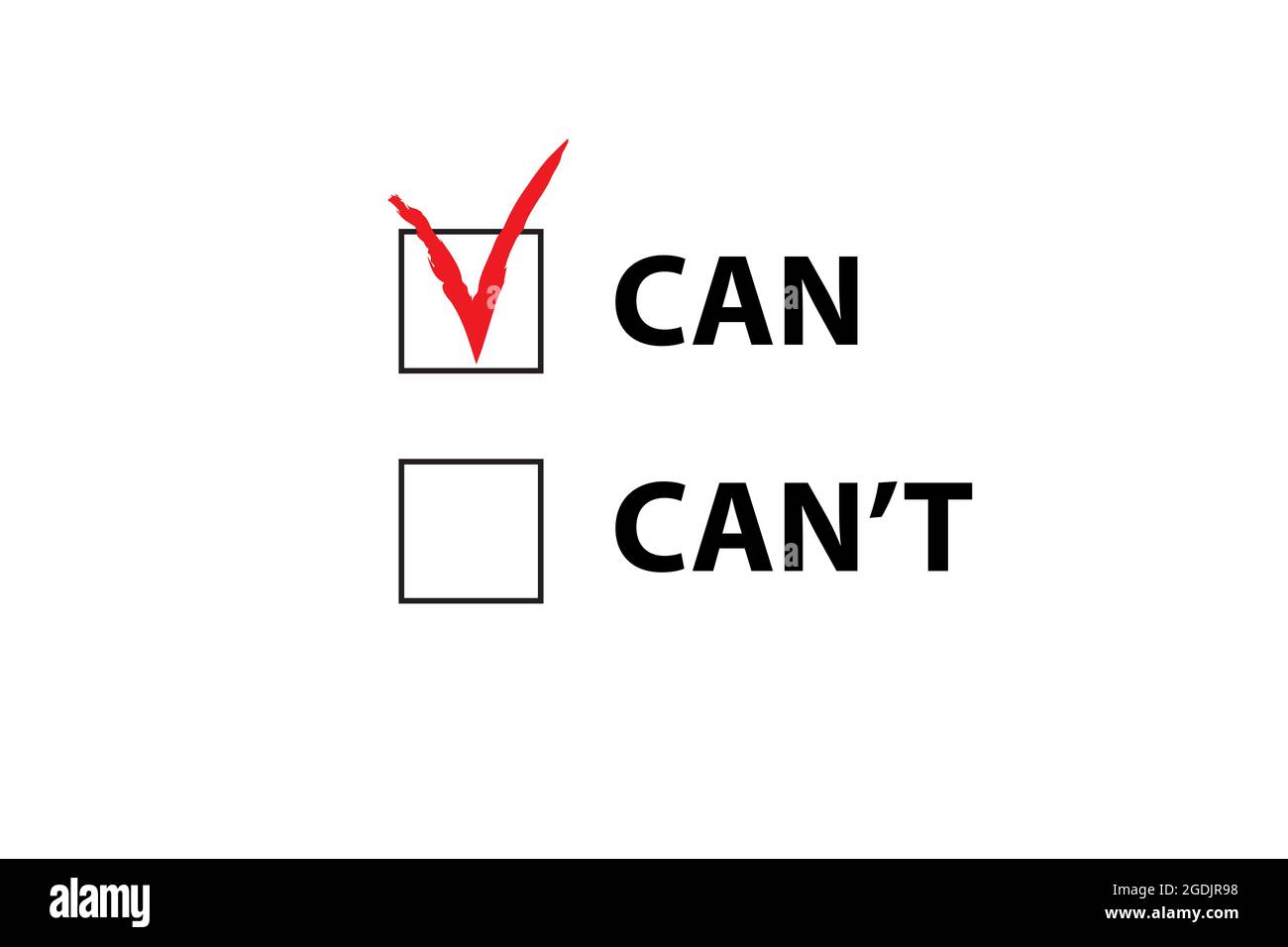 Concept of the can and cant Stock Photo - Alamy