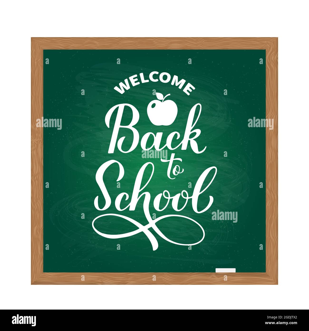 Welcome Back to school calligraphy lettering on green board with wooden ...