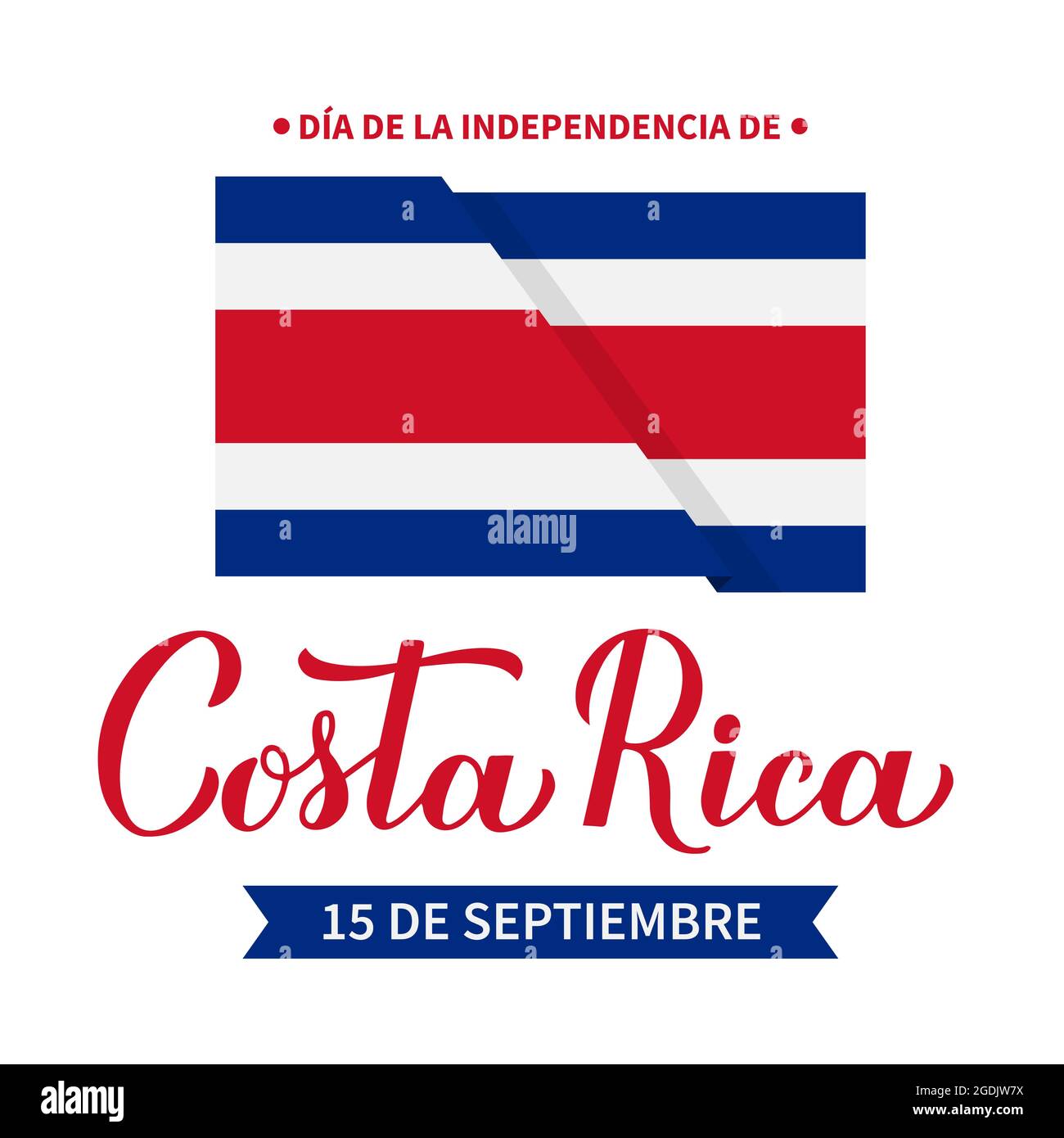 Costa Rica Independence Day calligraphy lettering with flag. National ...