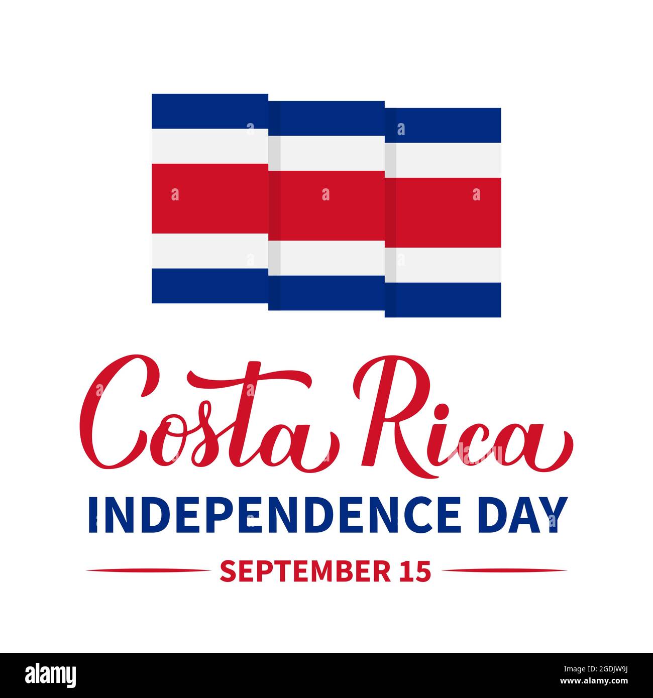 Costa Rica Independence Day calligraphy lettering with flag. National ...