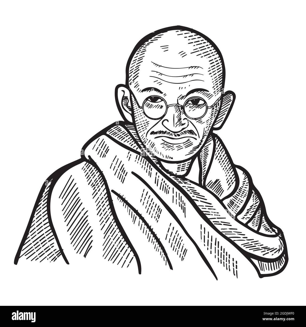 vector illustration hand drawn mahatma gandhi jayanti indian freedom ...